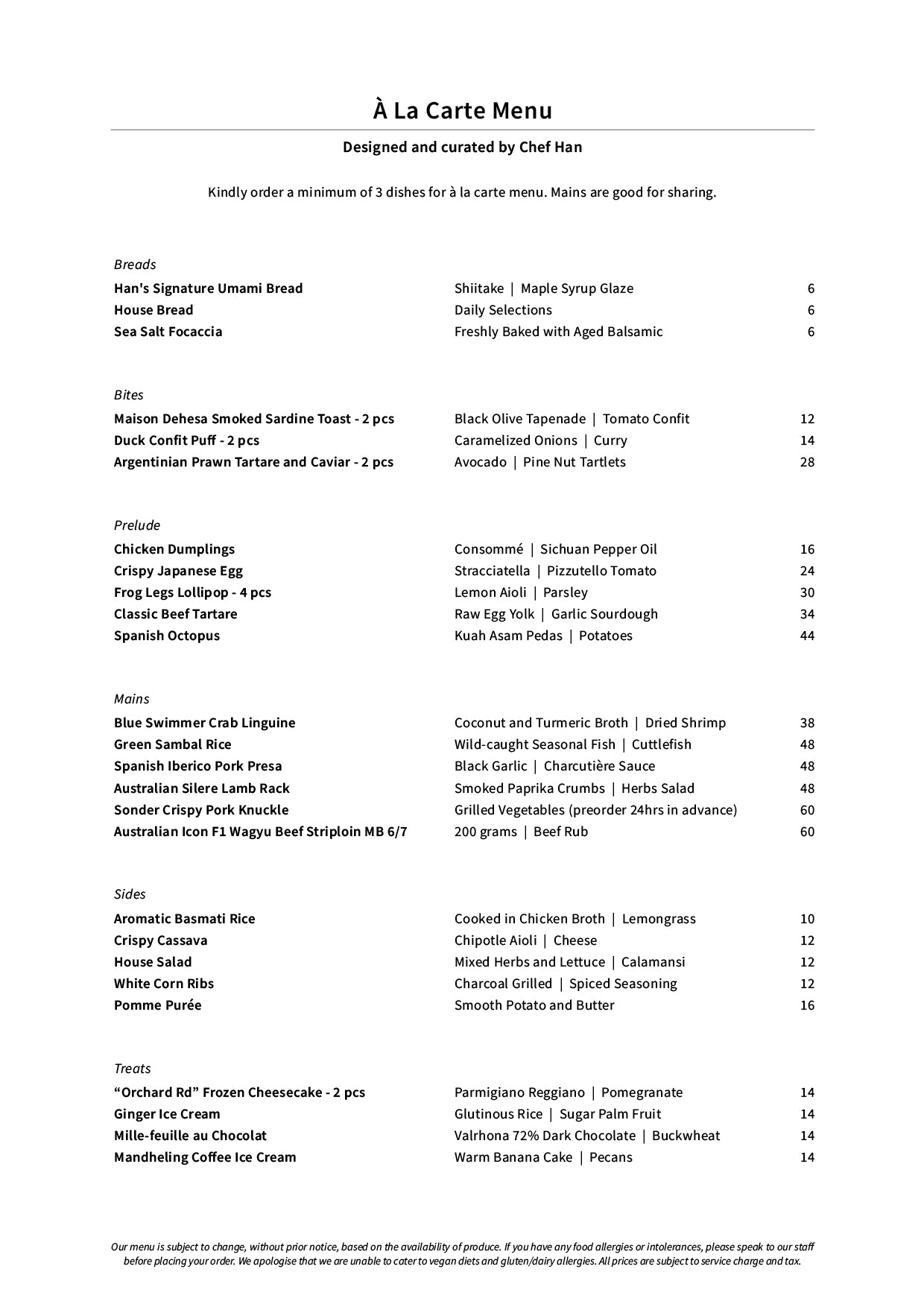 Menu – Sonder