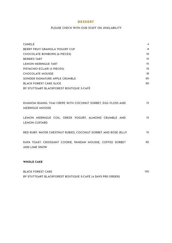 Menu – Sonder